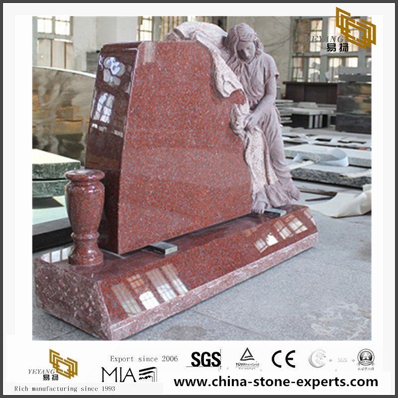 India Red Granite Upright Memorial Headstones
